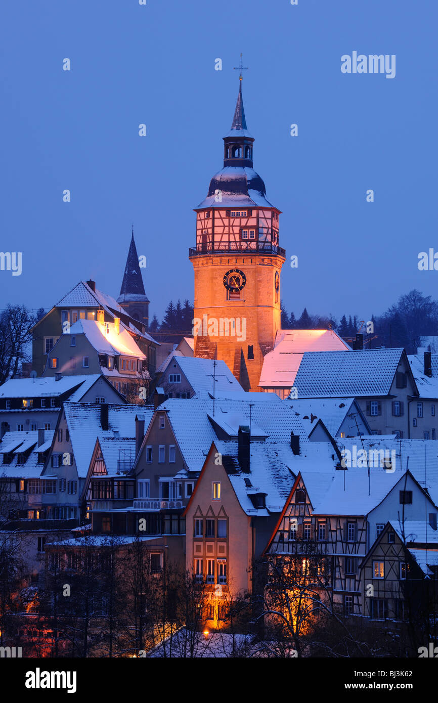 Town view of Backnang in winter, Rems-Murr-Kreis district, Baden ...