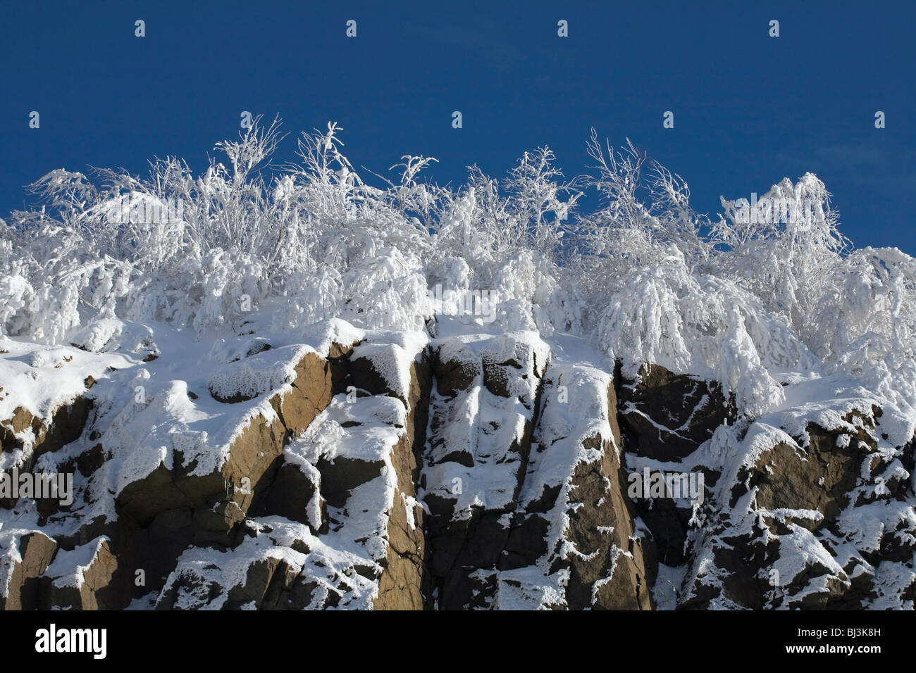 Snowy rocks, winter, Canada Stock Photo - Alamy