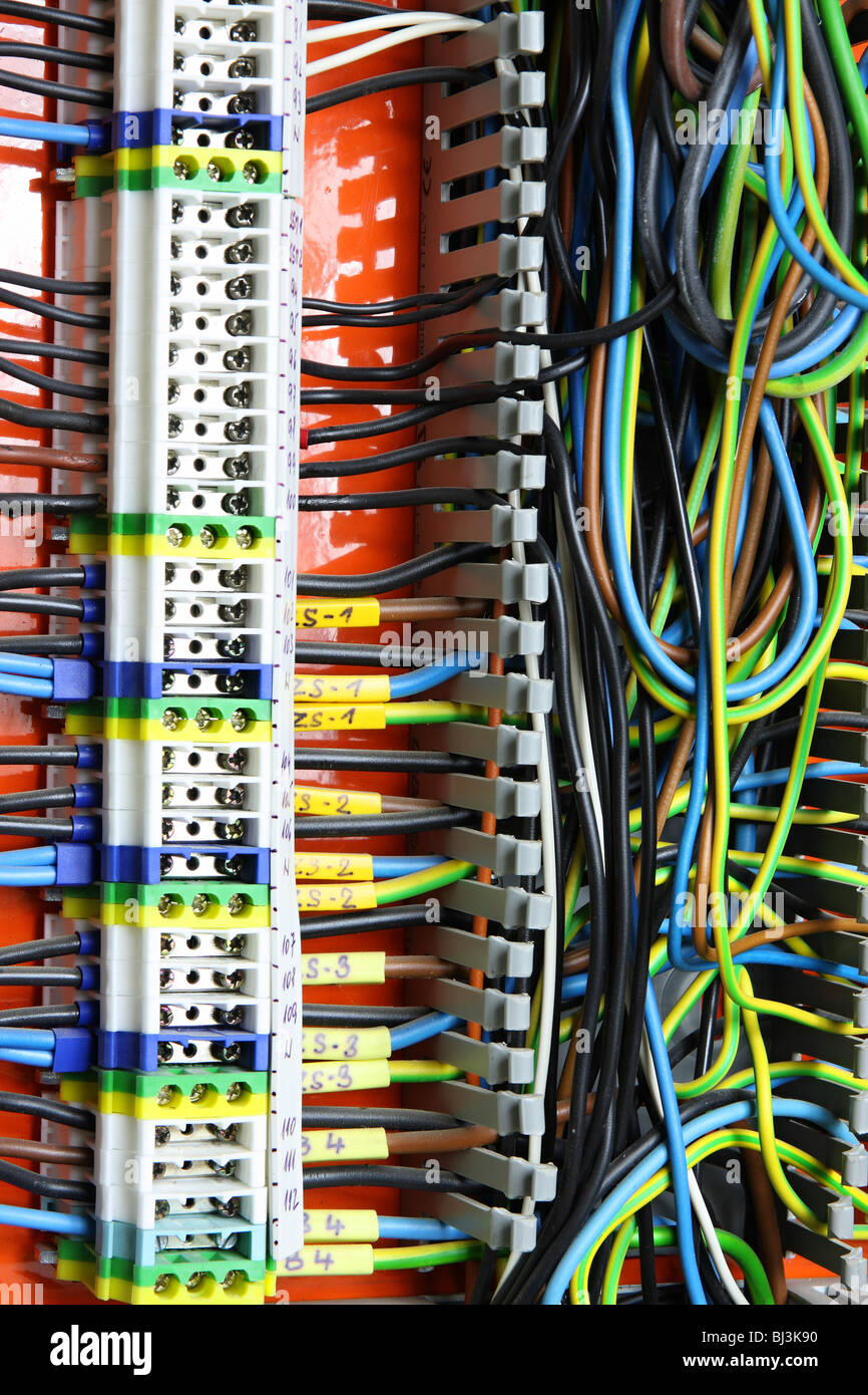 Control panel with static energy meters and circuit-breakers Stock ...