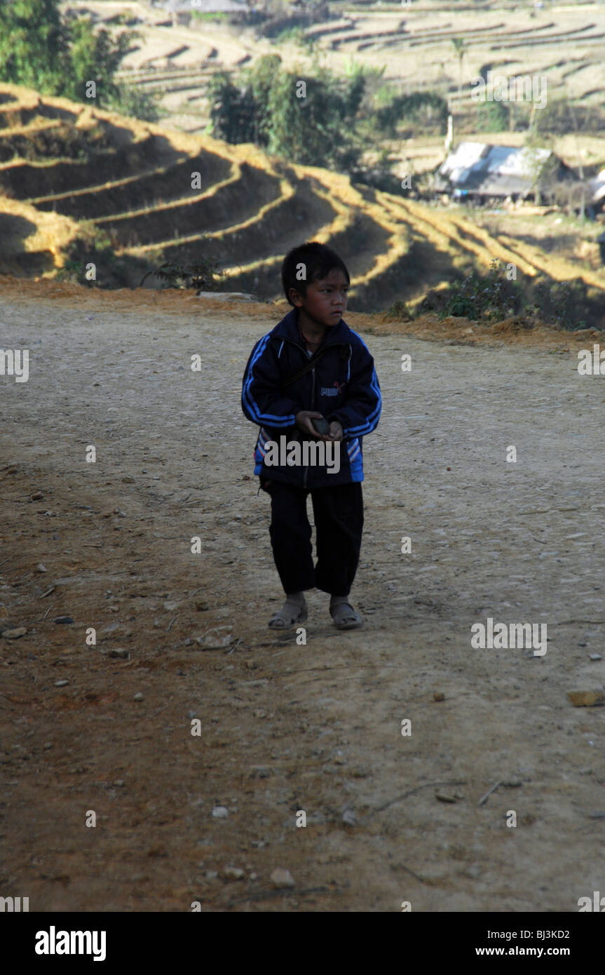 young black hmong boy , ta phinh , near sapa , north vietnam Stock ...
