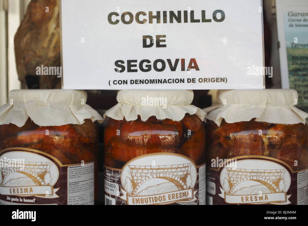 The suckling pig meat preserves from region of Segovia, Spain Stock ...