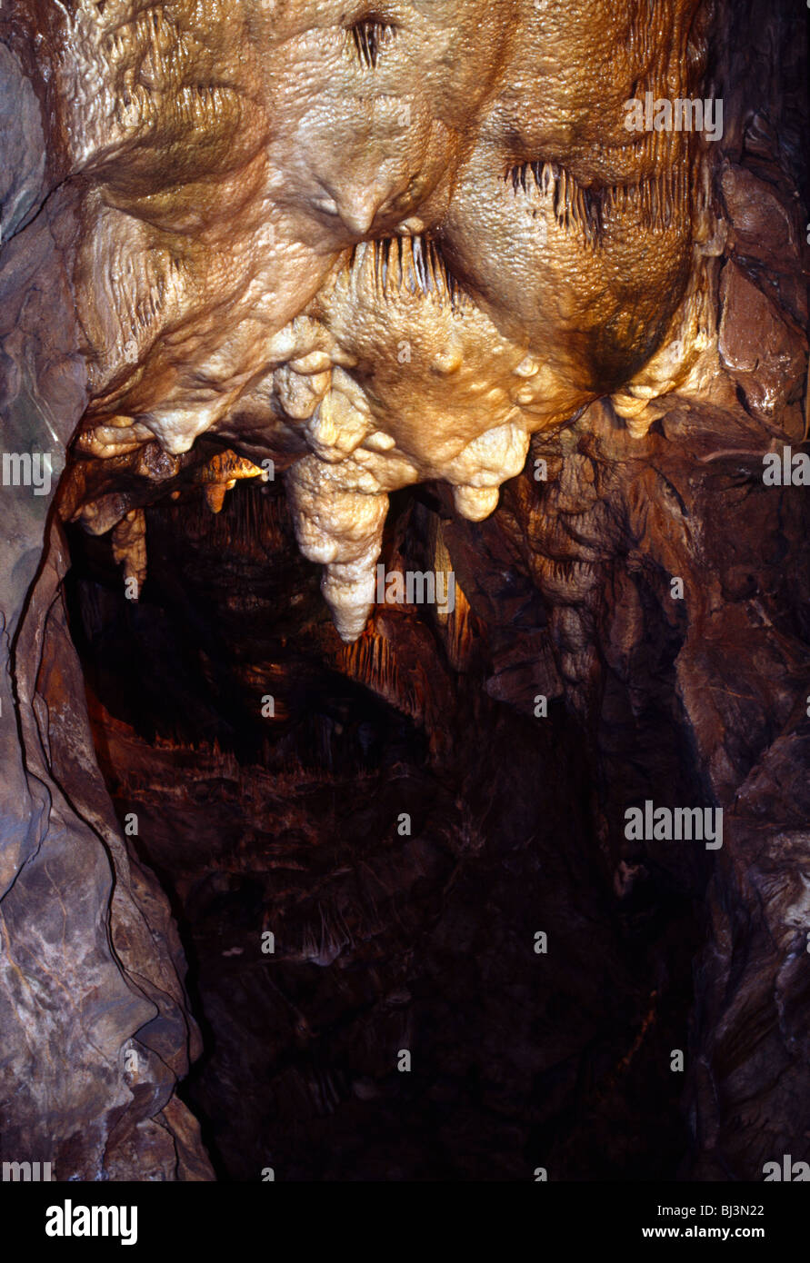 Cheddar Gorge Somerset Cave With Stalactite Shapes Stock Photo - Alamy
