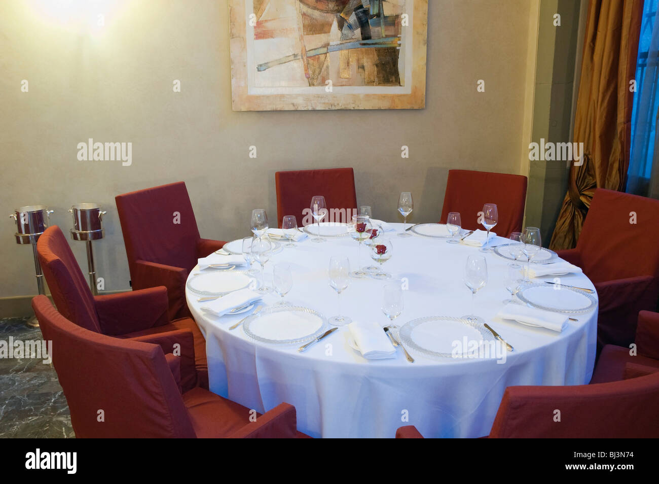 Set table in the restaurant, Rossini, Florence, Tuscany, Italy, Europe ...