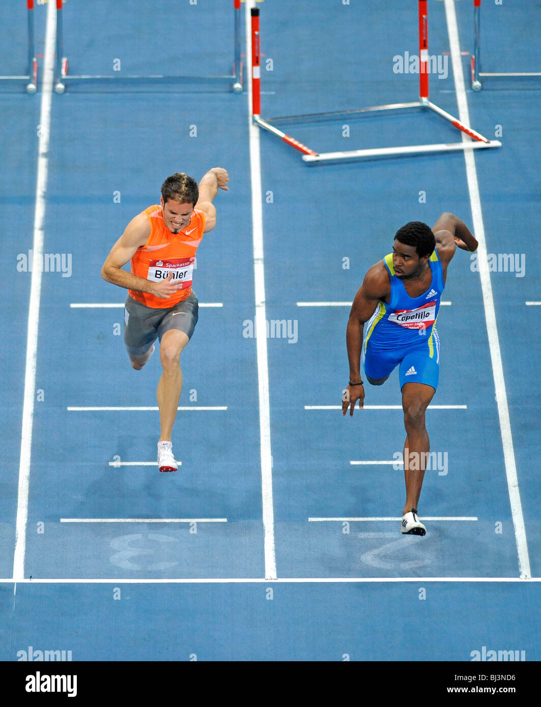 Men's Hurdles, finish, left to right: Matthias BUEHLER, GER, Dayron ...