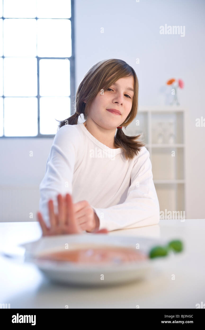 Child pushing away food hi-res stock photography and images - Alamy