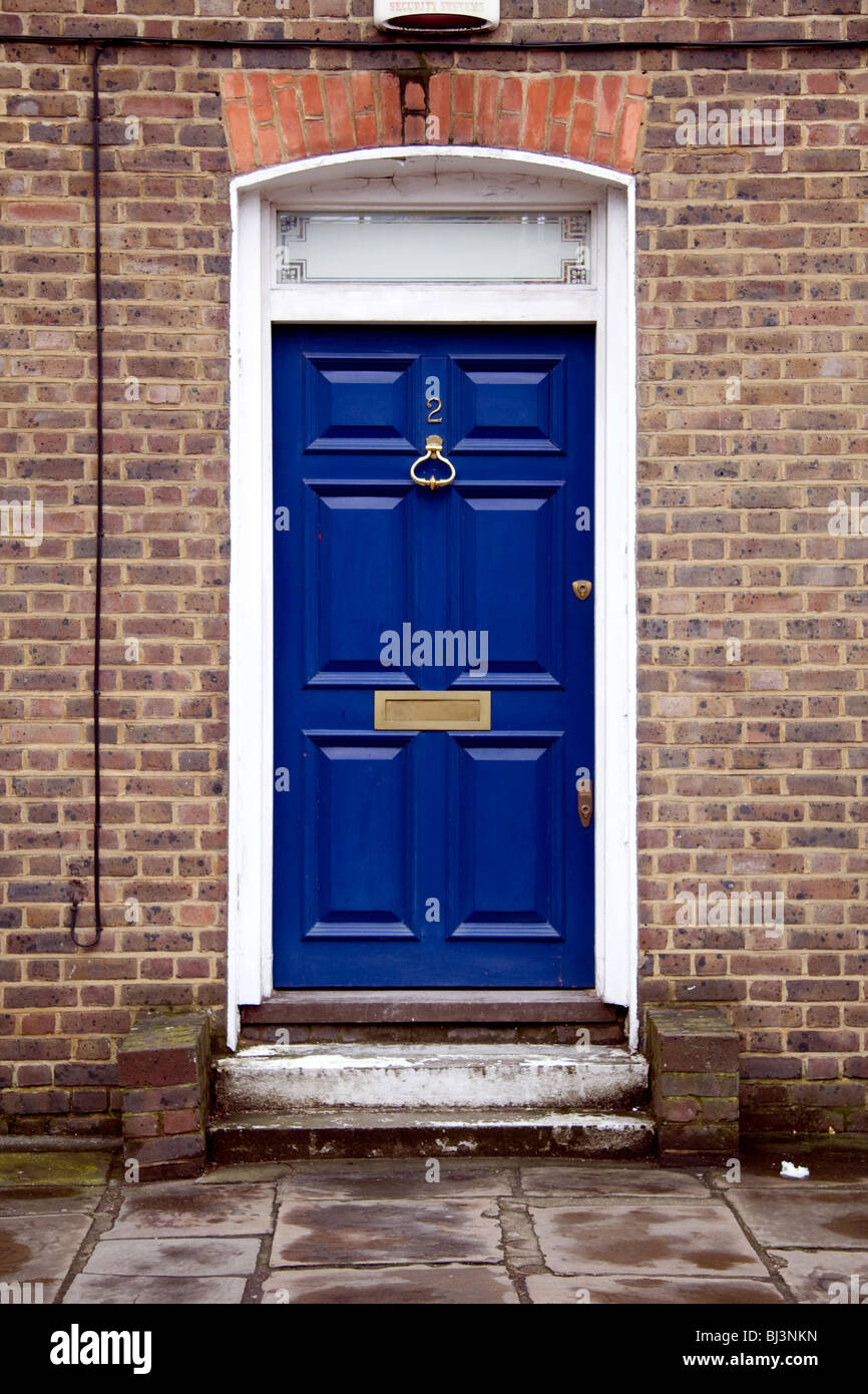 Blue front door Stock Photo - Alamy