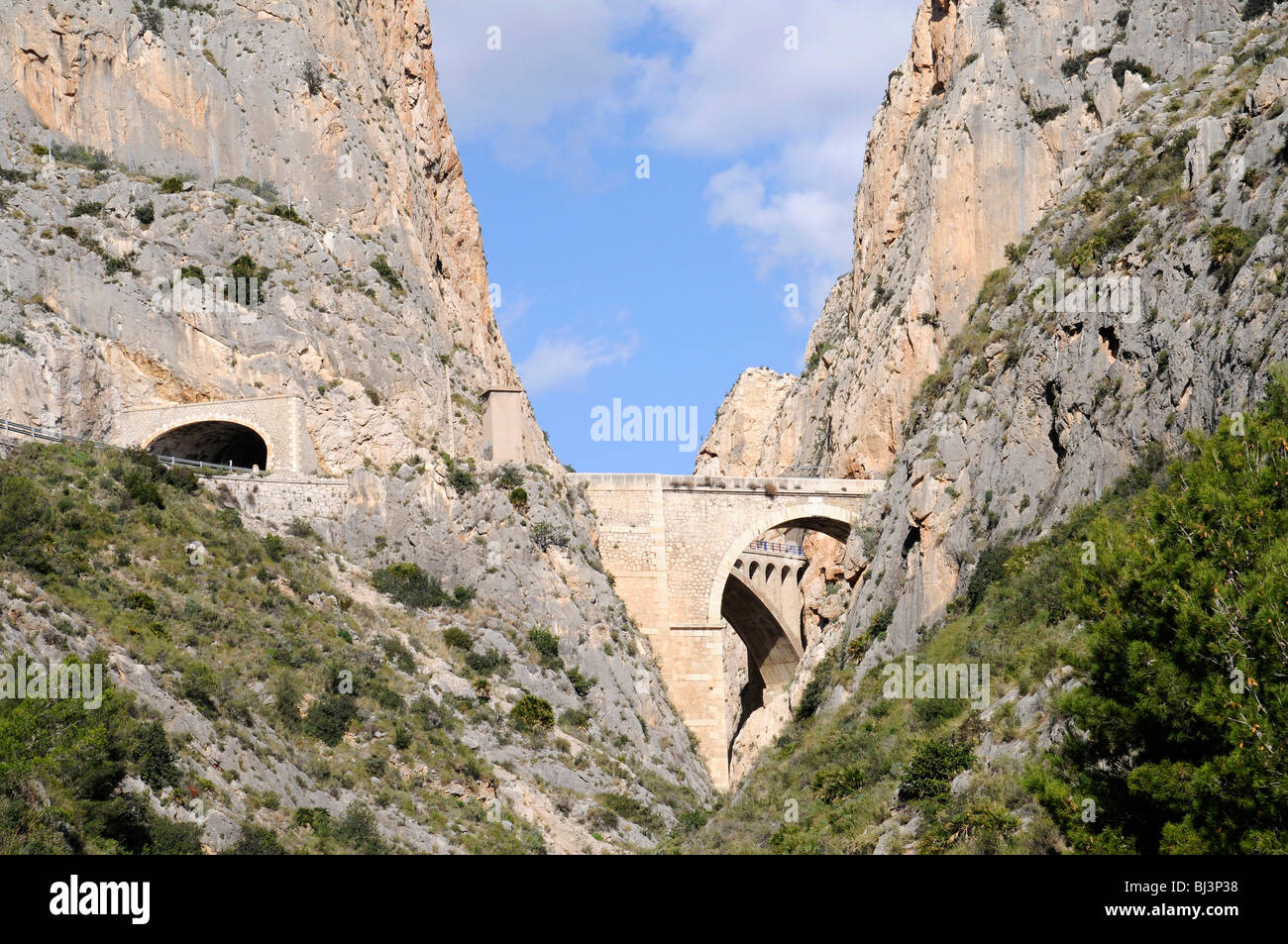 Road, bridge, tunnel, mountains, Altea, Costa Blanca, Alicante province ...
