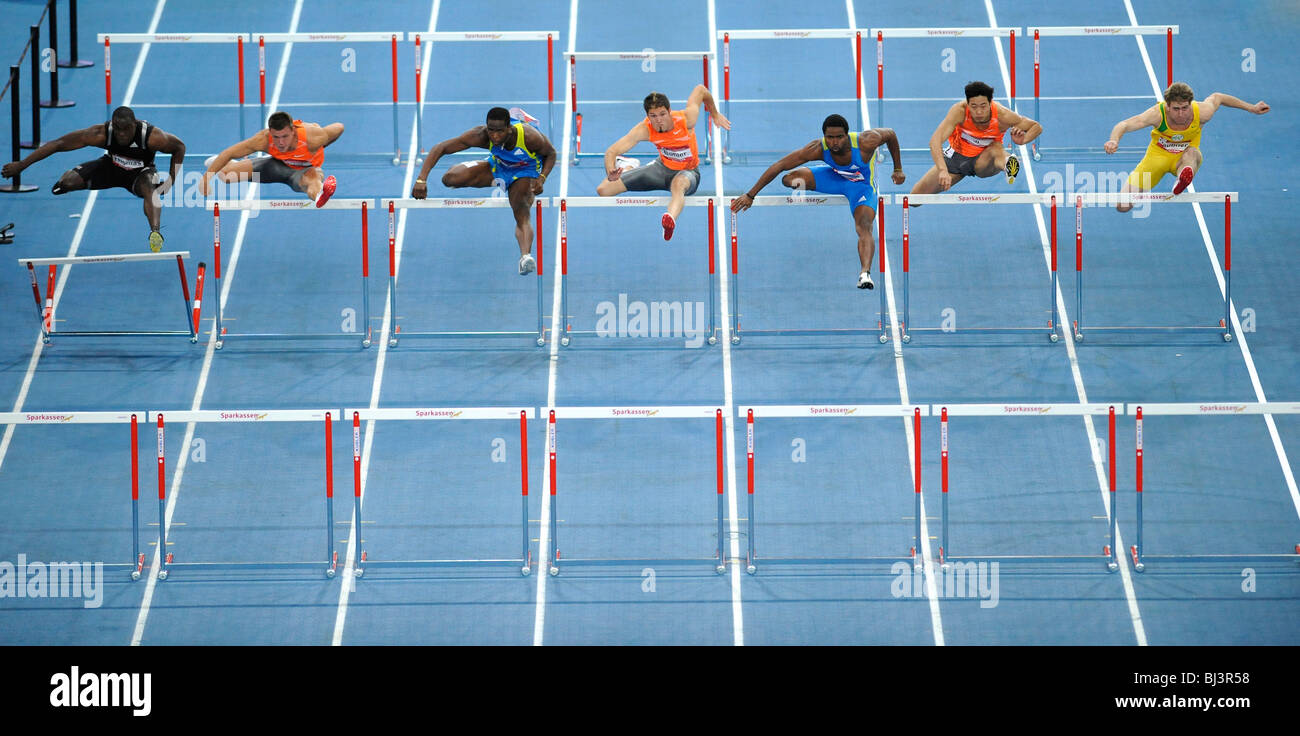 Men's Hurdles, left to right: Dwight Thomas, JAM, Alexander John, GER ...