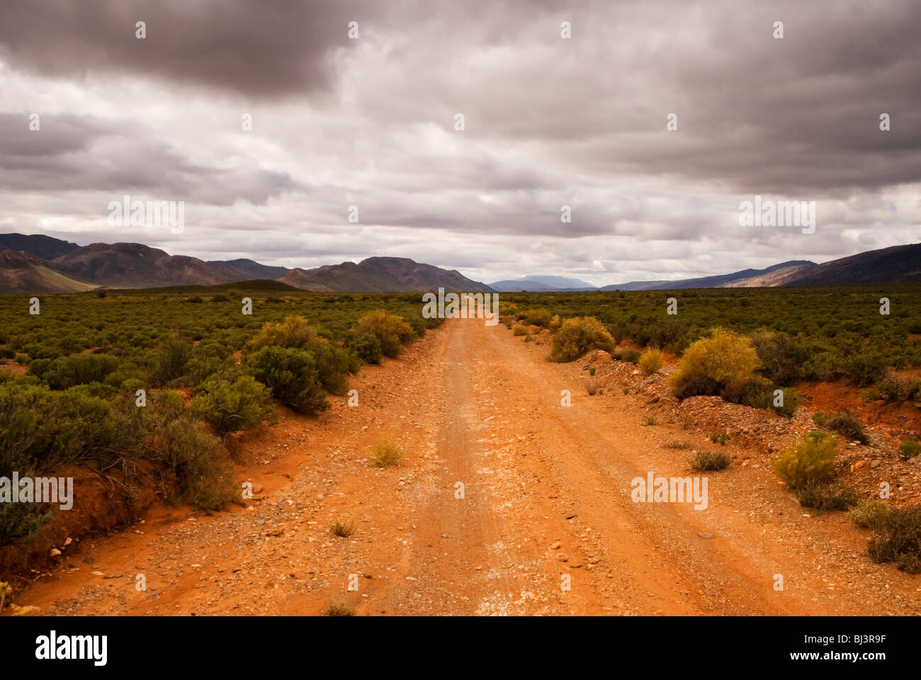 Karoo road with overcast skies Stock Photo - Alamy