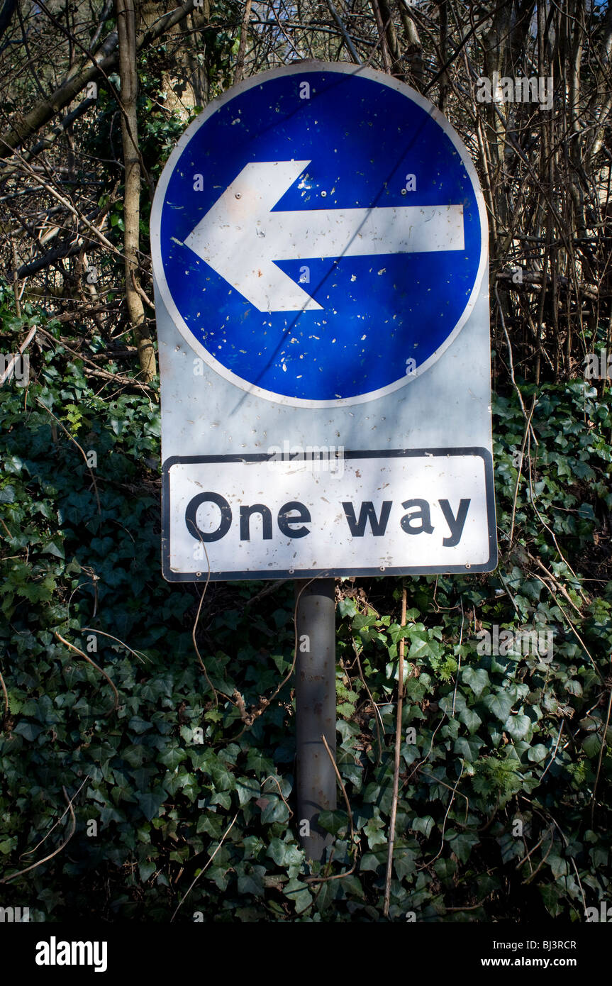 One Way sign in rural setting Stock Photo - Alamy