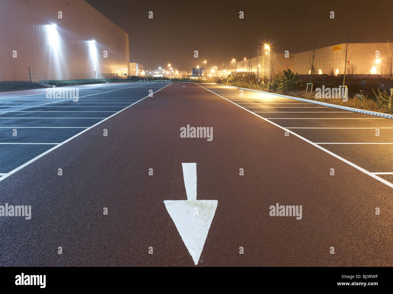 A stencilled arrow directs traffic flow at the DIRFT warehouse ...