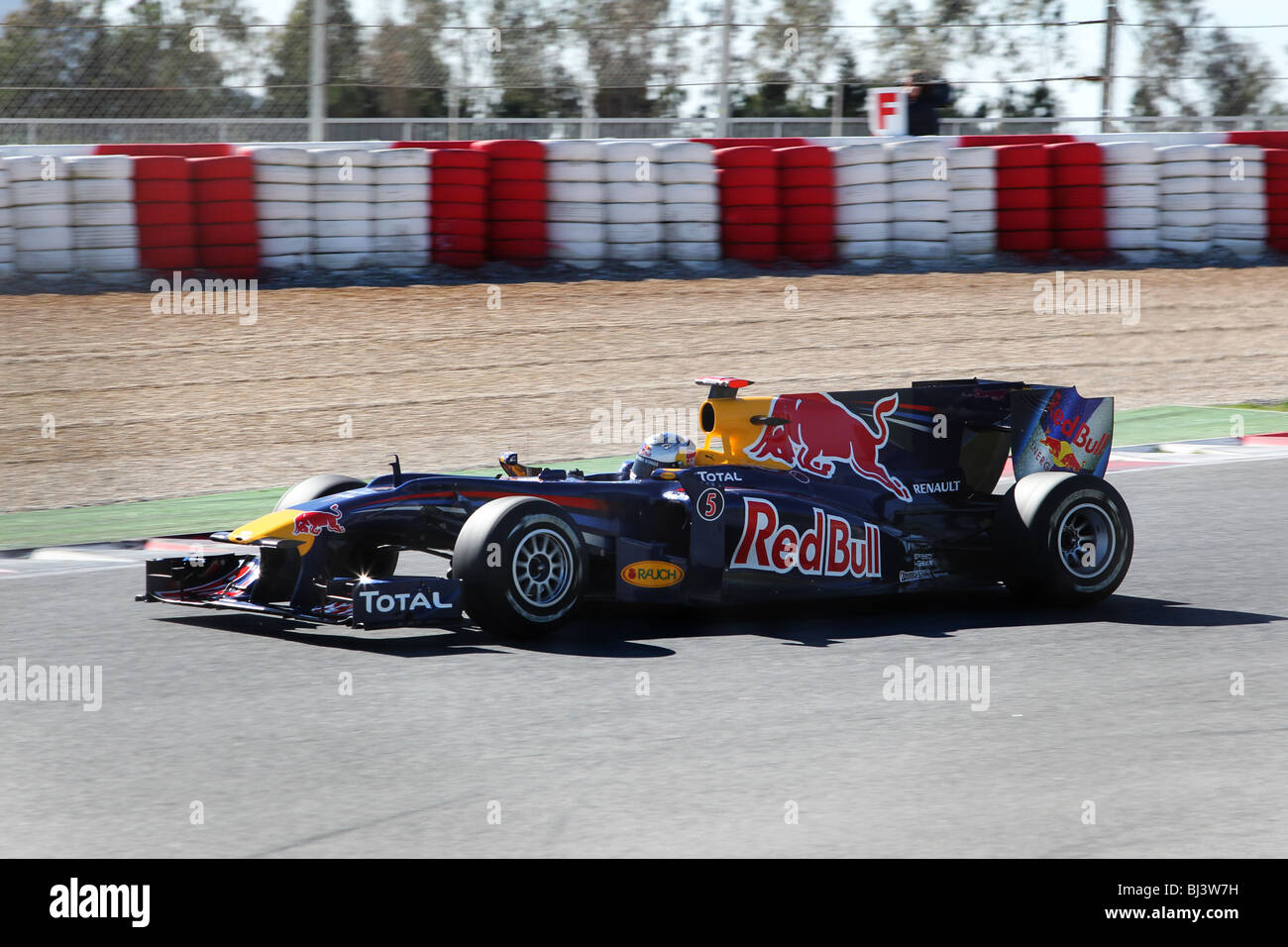 Sebastian Vettel driving for the 2010 Formula One Red Bull Racing Team ...