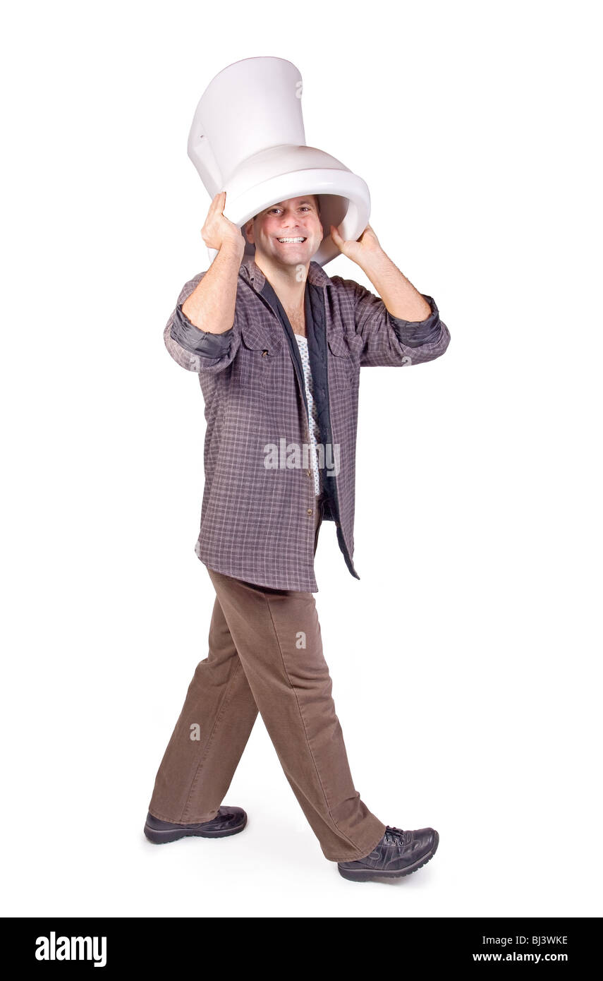 man wearing a toilet Stock Photo - Alamy