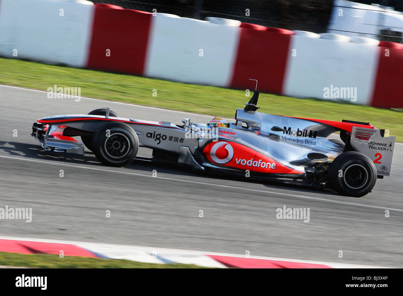 Lewis Hamilton driving the 2010 McLaren Mercedes Formula One car in ...