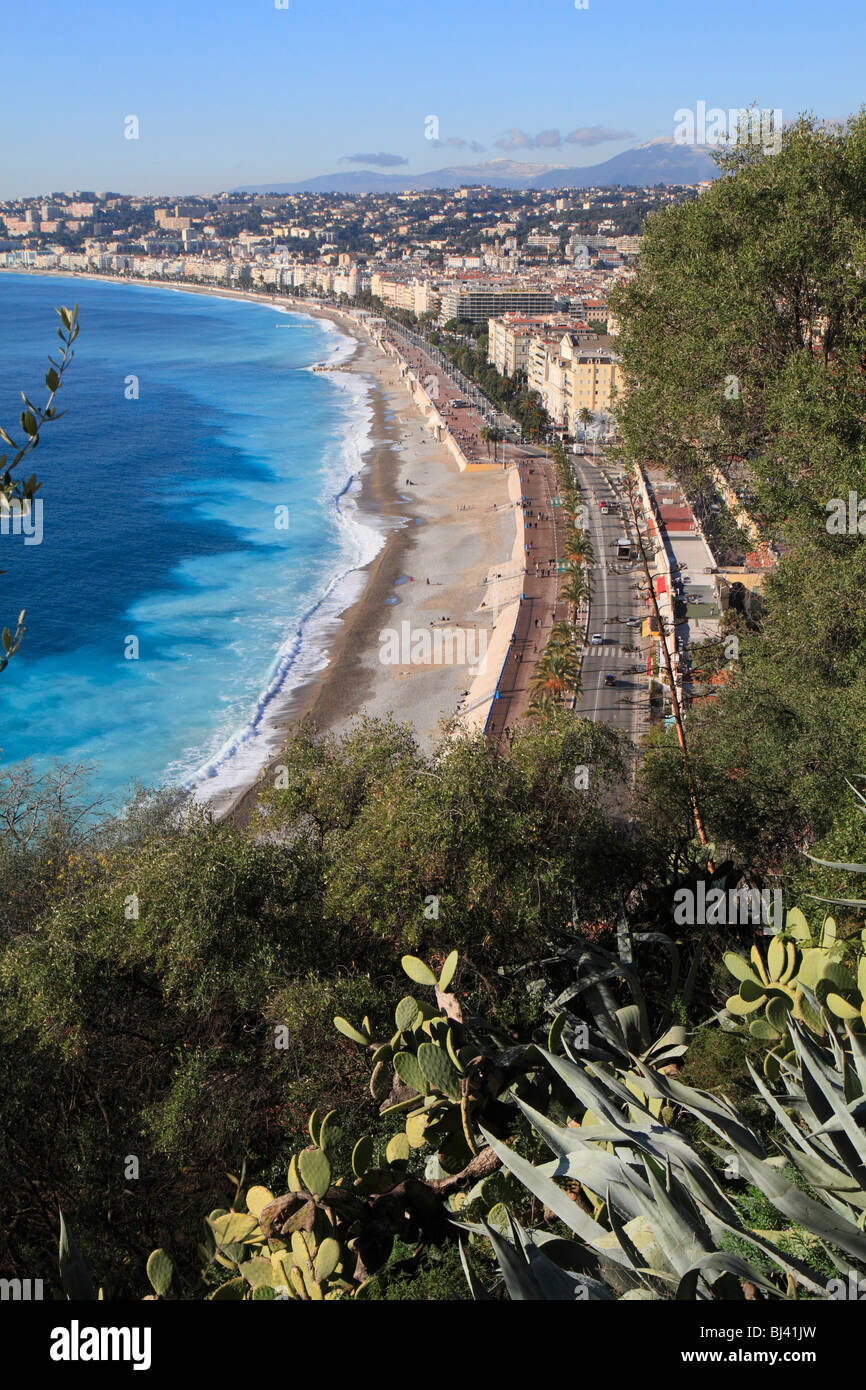 Beach at the Quai des Etats-Unis, with the Nice opera house, seen from ...