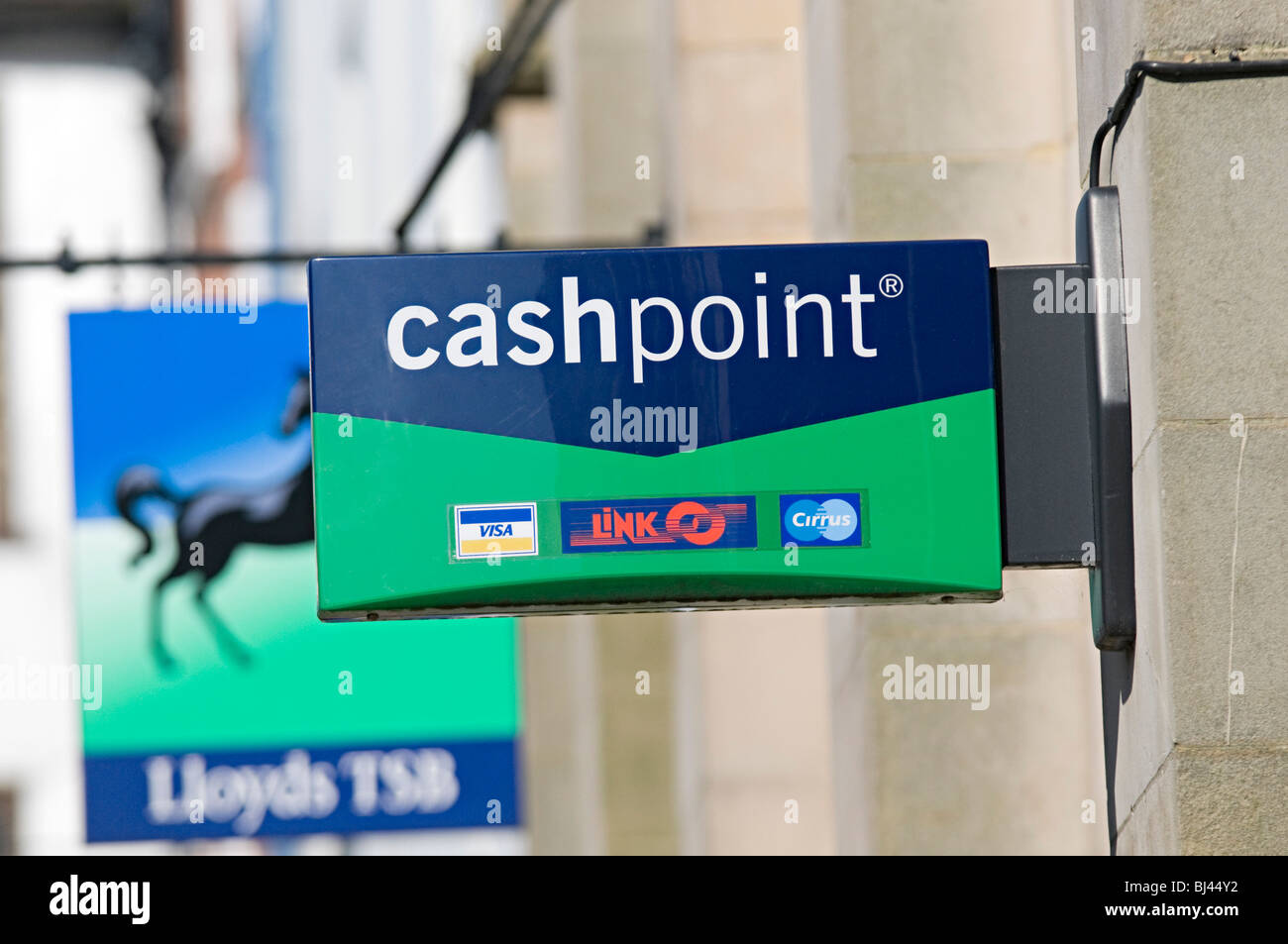 cashpoint sign of a lloyds bank in ludlow with visa cirrus and link atm ...