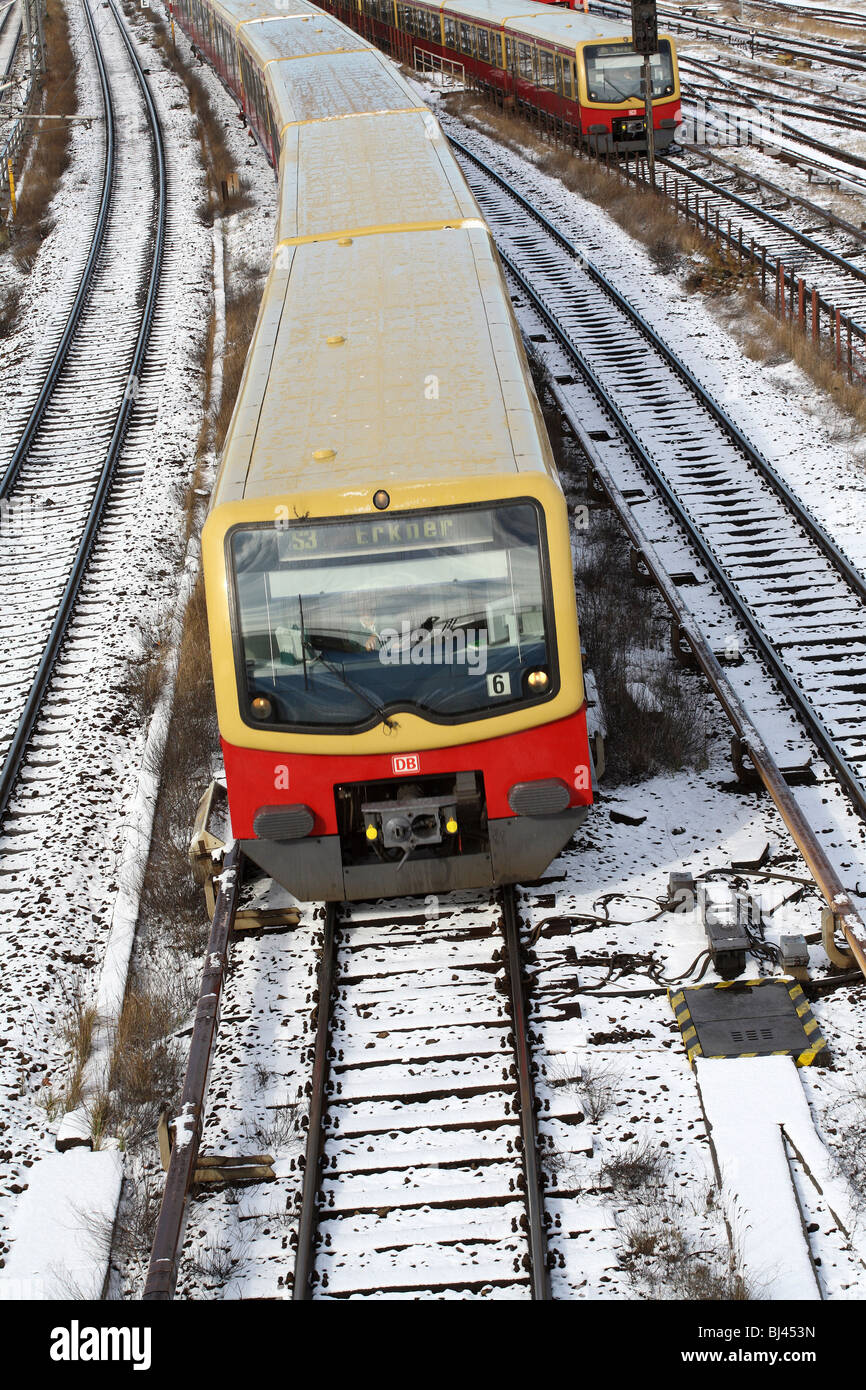 S9 line going in the direction of Schoenefeld airport, Berlin, Germany ...