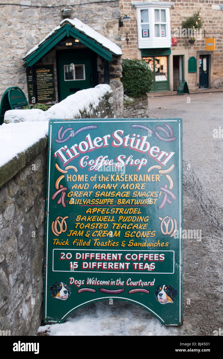 Sign outside a coffee shop in Bakewell Derbyshire Peak District Stock ...