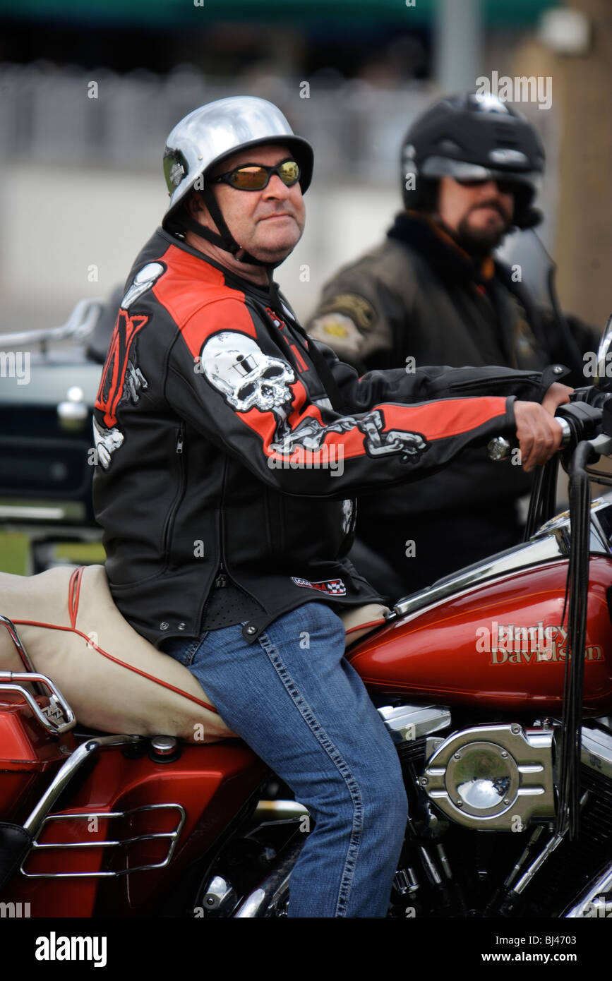 Bikers at a Harley Davidson motorbike rally in Weston-Super-Mare UK ...