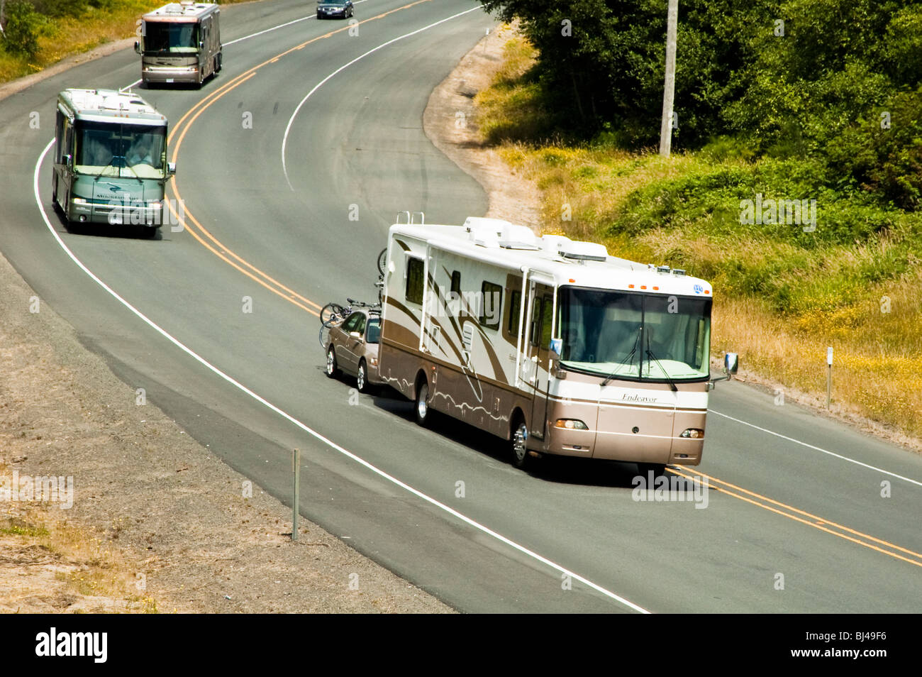 motorhomes on the highway Stock Photo - Alamy