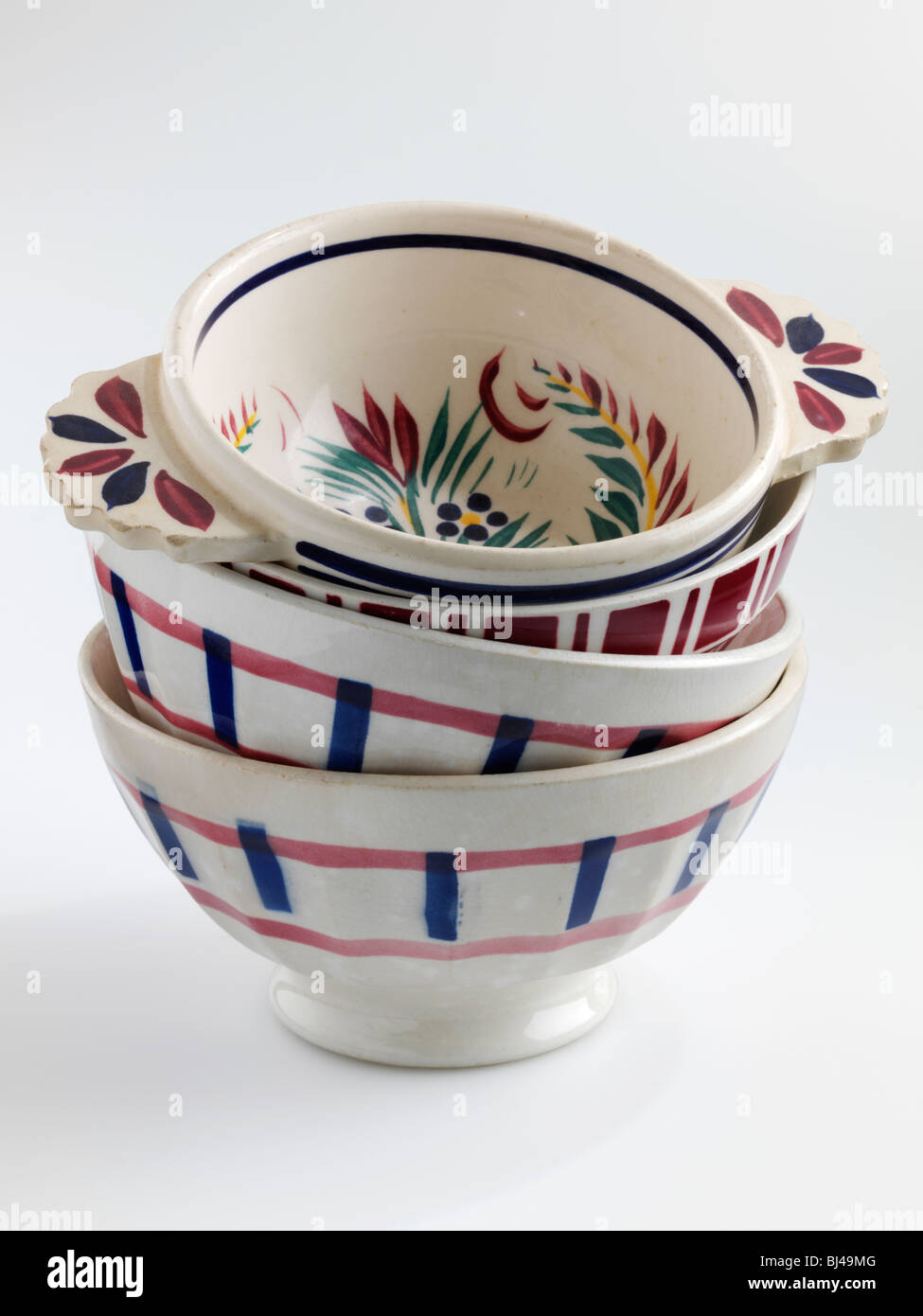 French painted breakfast bowls Stock Photo - Alamy