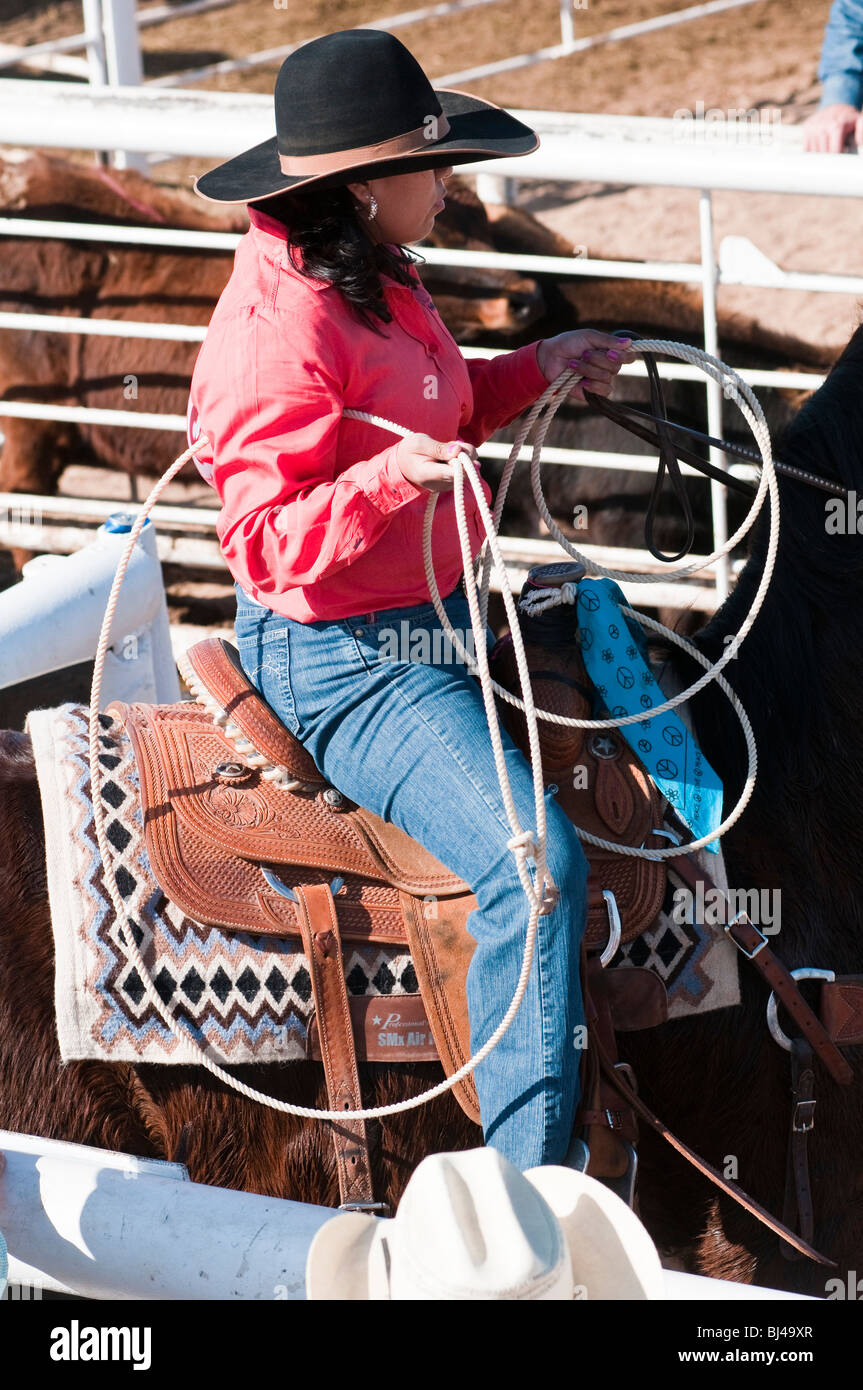 Cowgirl roping hi-res stock photography and images - Alamy