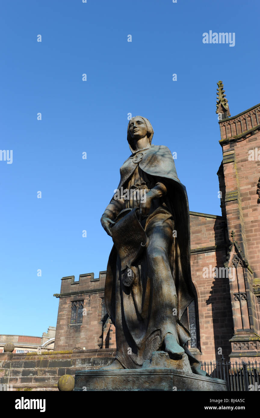 Statue of Lady Wulfruna and St Peters Church in Wolverhampton England ...