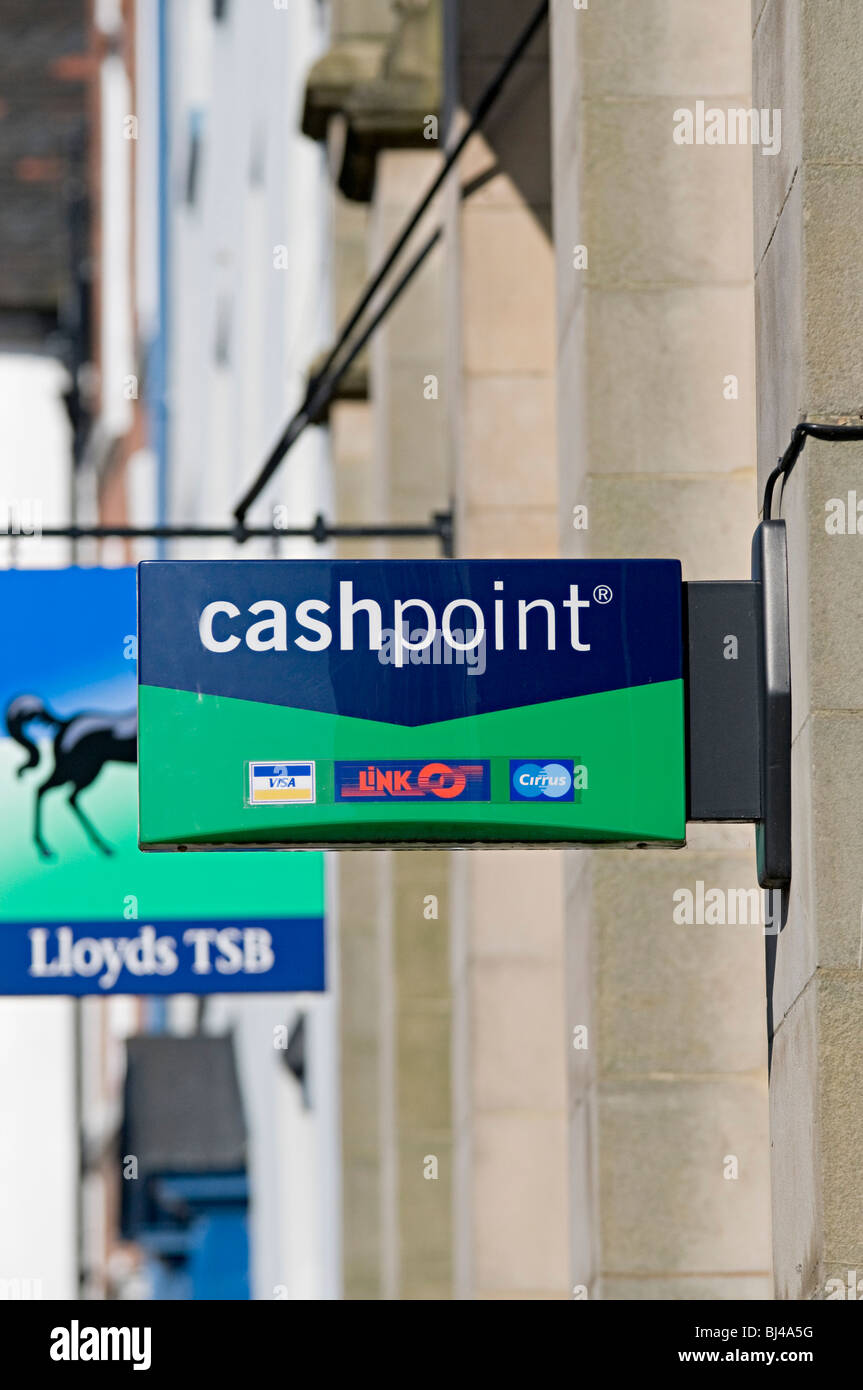 cashpoint sign of a lloyds bank in ludlow with visa cirrus and link atm ...