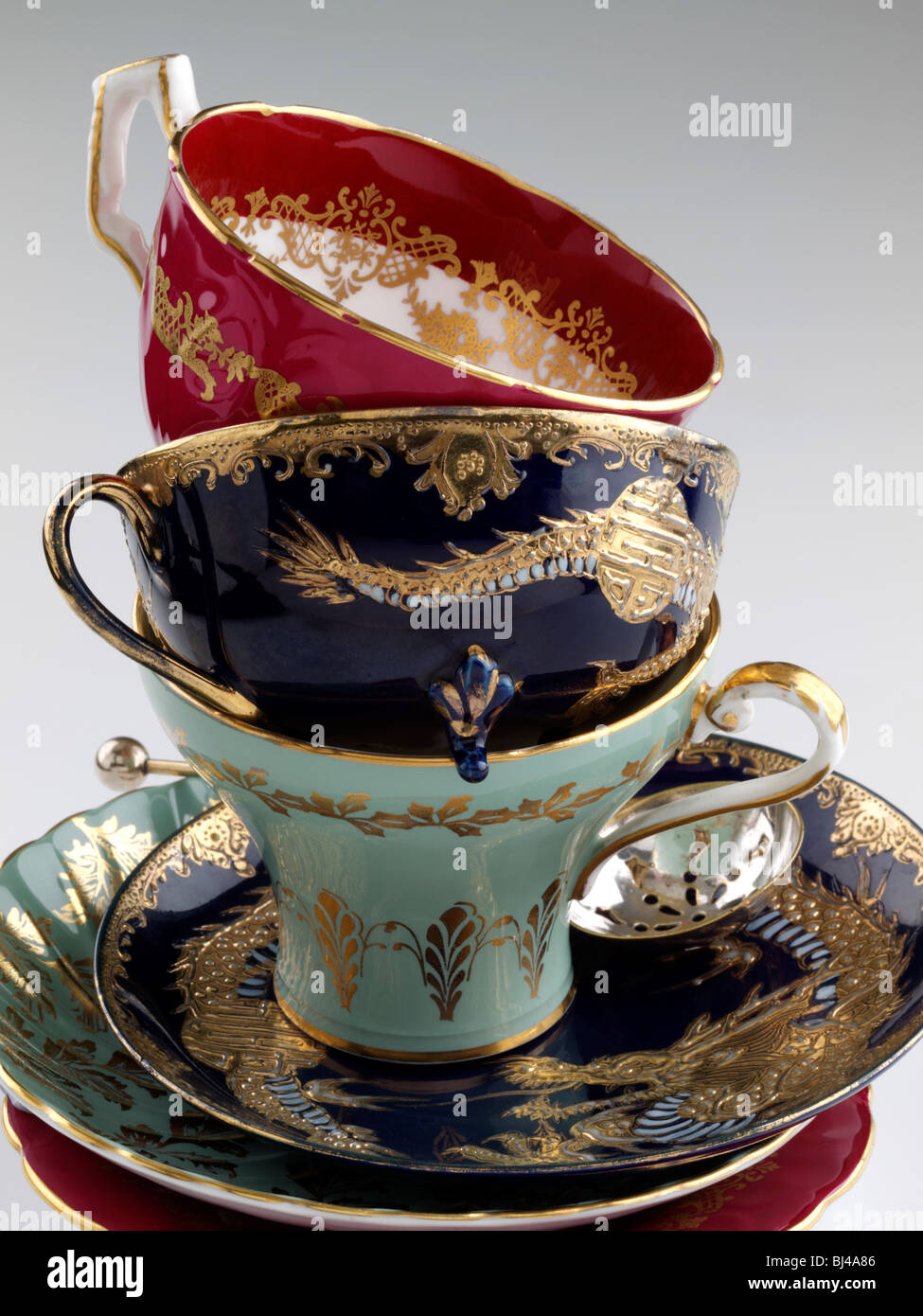 Vintage cups and saucers antique china Stock Photo - Alamy