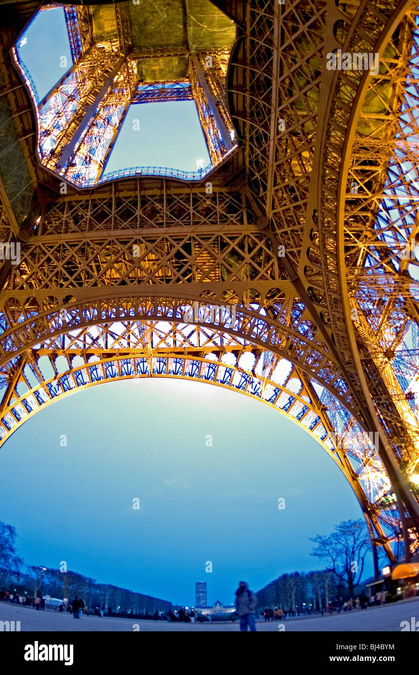 Paris, FRANCE - Low Angle, Looking up, Abstract View, Wide-Angle, Night ...