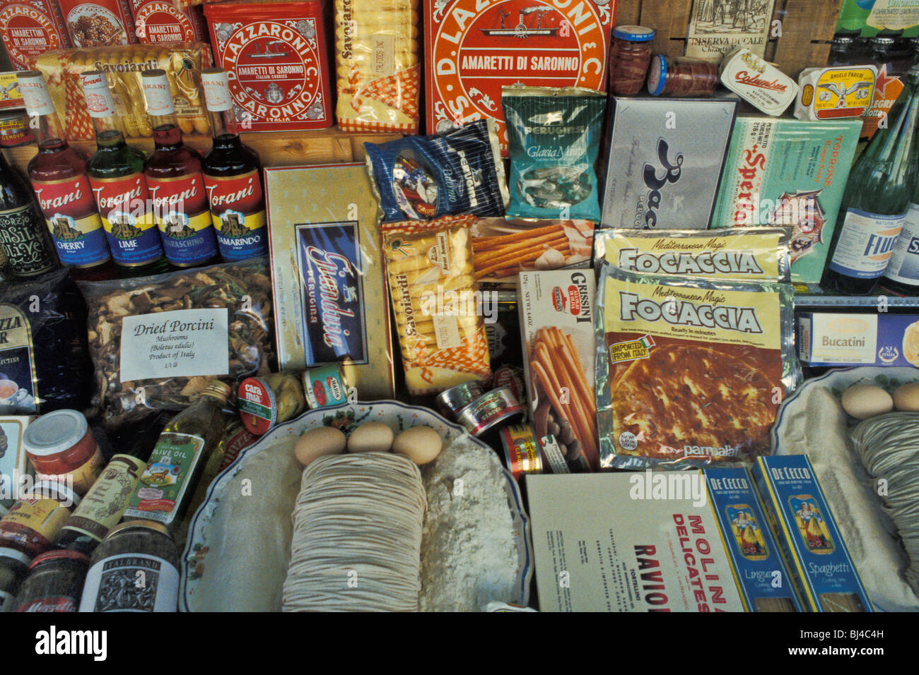 Window Display At Italian Deli San Francisco California Stock Photo - Alamy