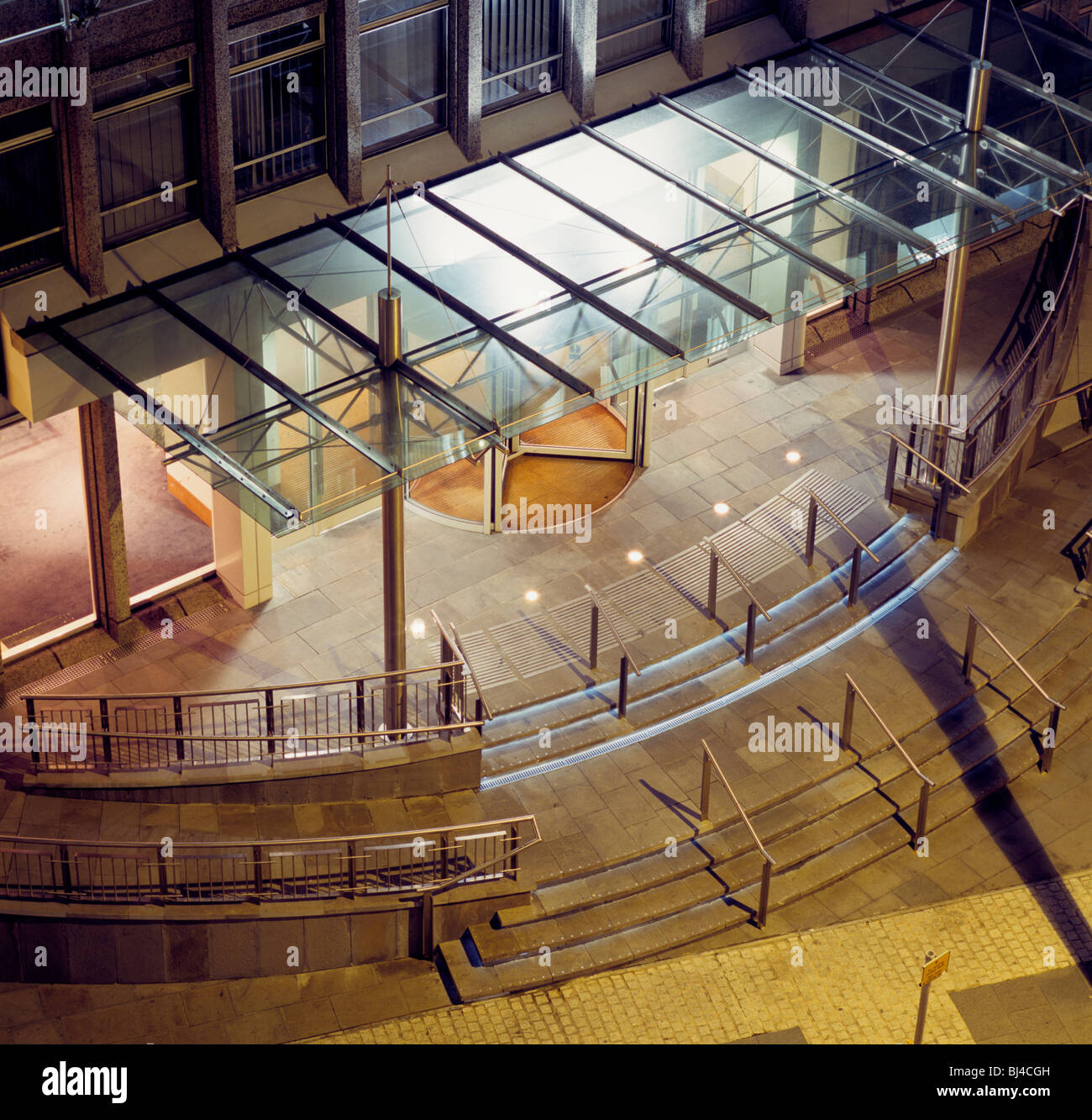 Steps and Entrance to an Office Block at Night Stock Photo - Alamy