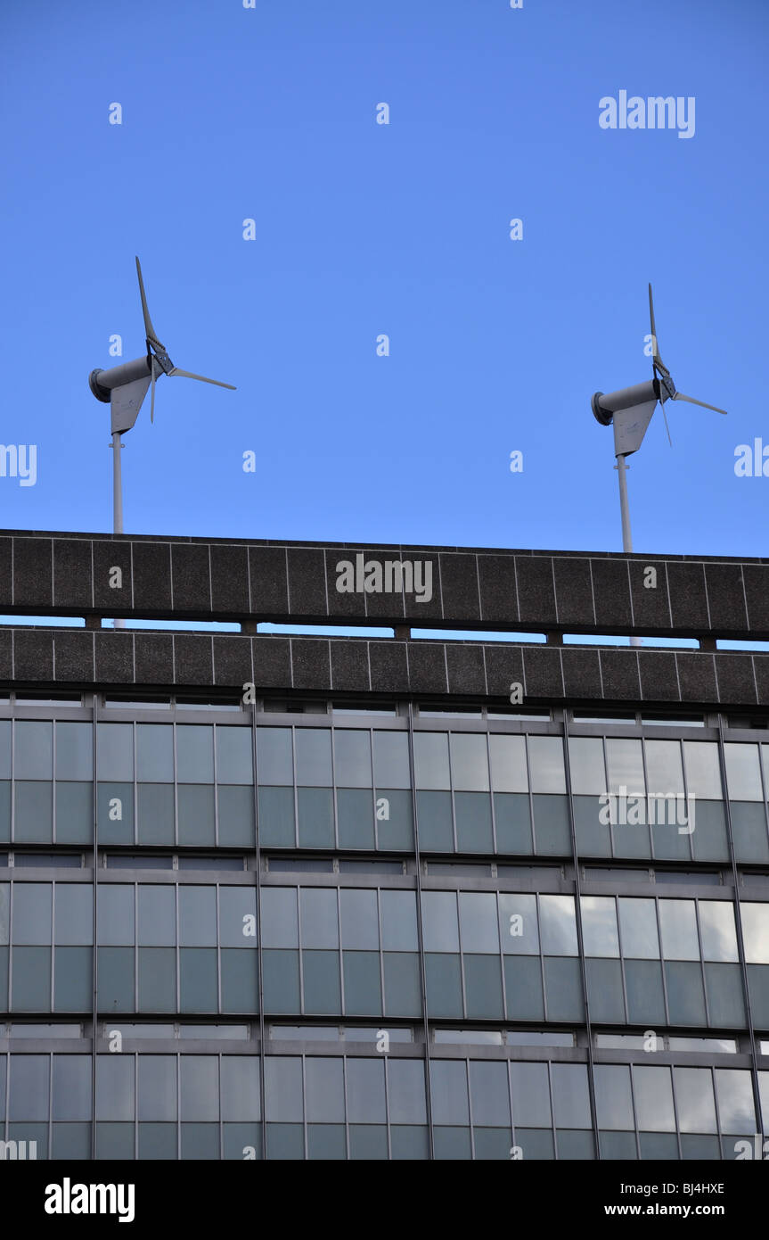 wind turbines on buildings Southwark Stock Photo - Alamy