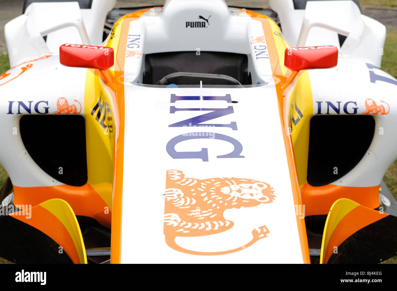 Renault formula racing car sponsored by ING Savings Direct Stock Photo ...