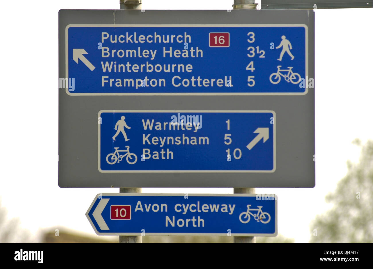 Sustrans cycle path way sign post at the former Mangotsfield Railway ...