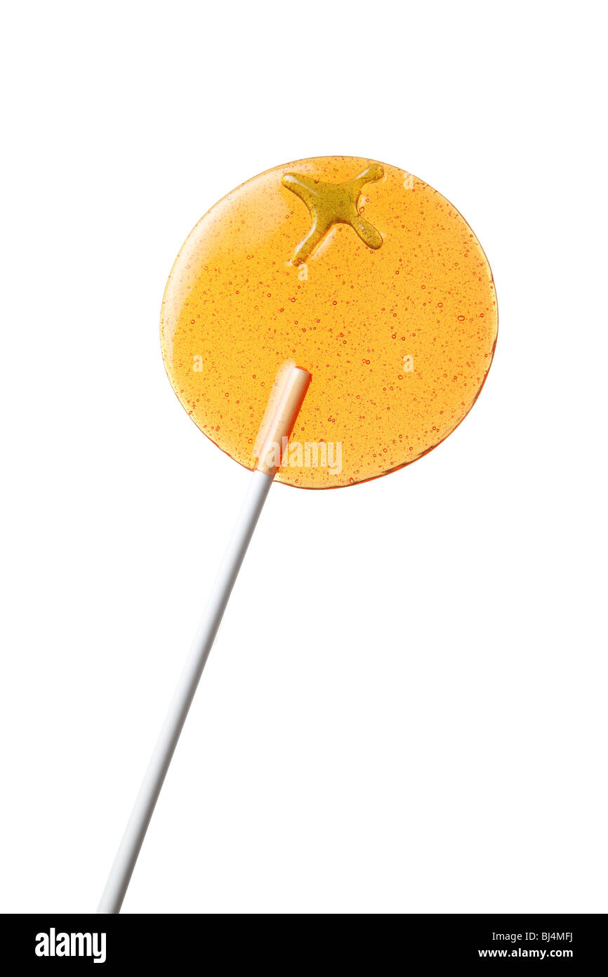 Orange candy on stick Cut Out Stock Images & Pictures - Alamy