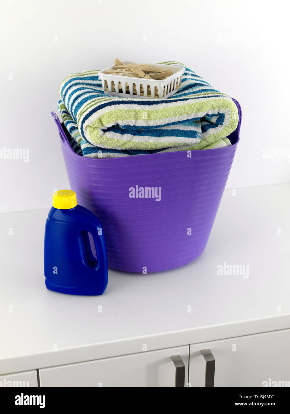 A laundry items isolated against a white background Stock Photo - Alamy