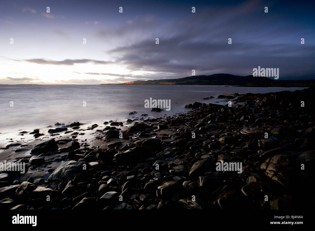 Sunset over Wigtown Bay, Carrick Shore, Dumfries and Galloway, Scotland ...