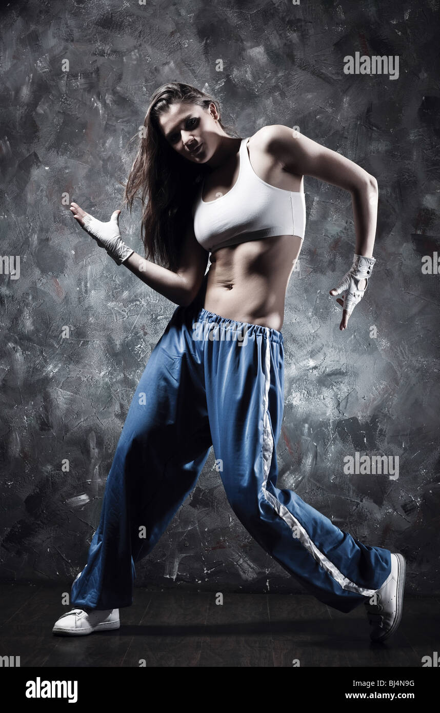 Young woman dancer. Contrast colors Stock Photo - Alamy