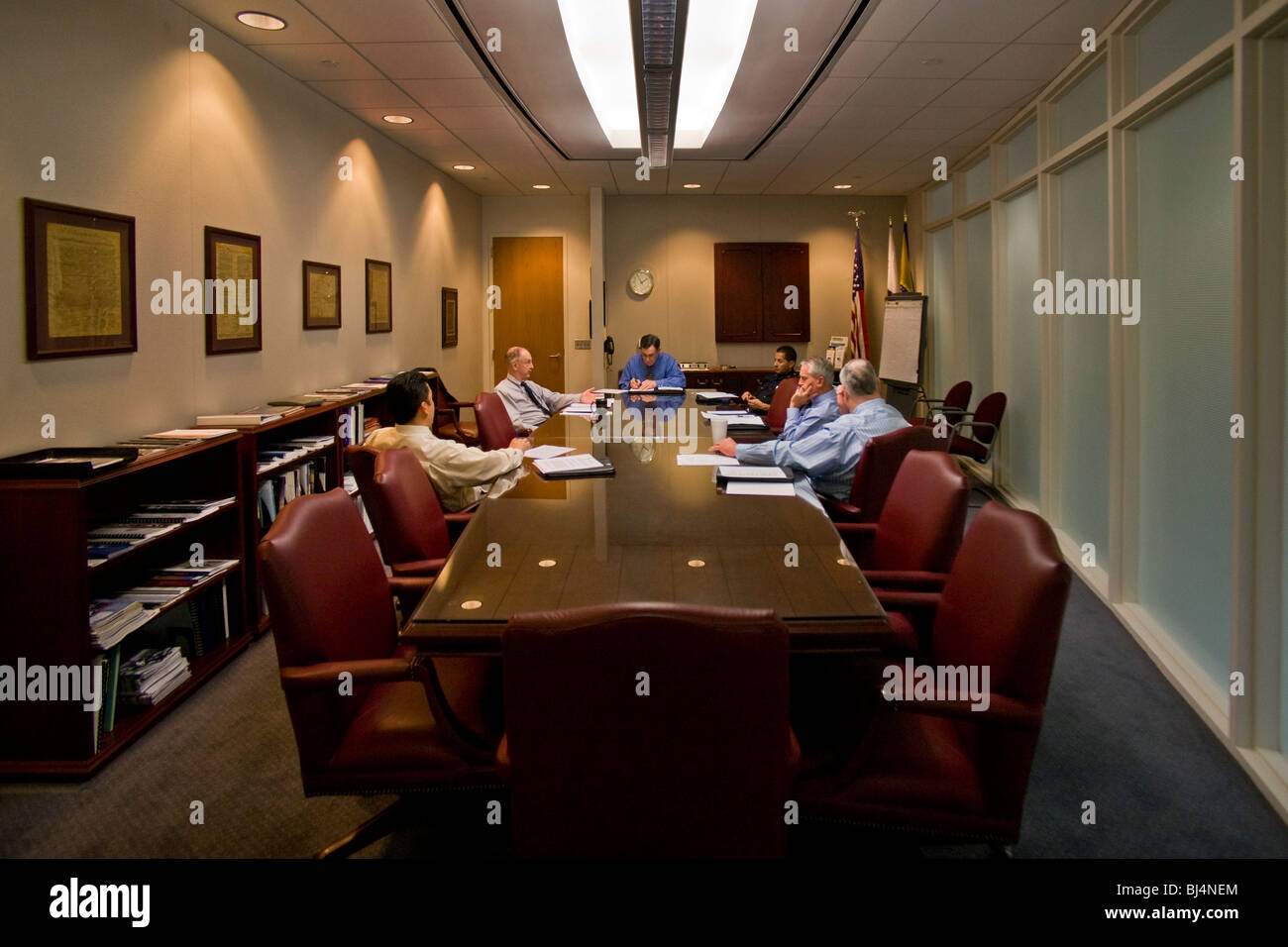 The Santa Ana, California, Chief of Police (far left) conducts a weekly ...