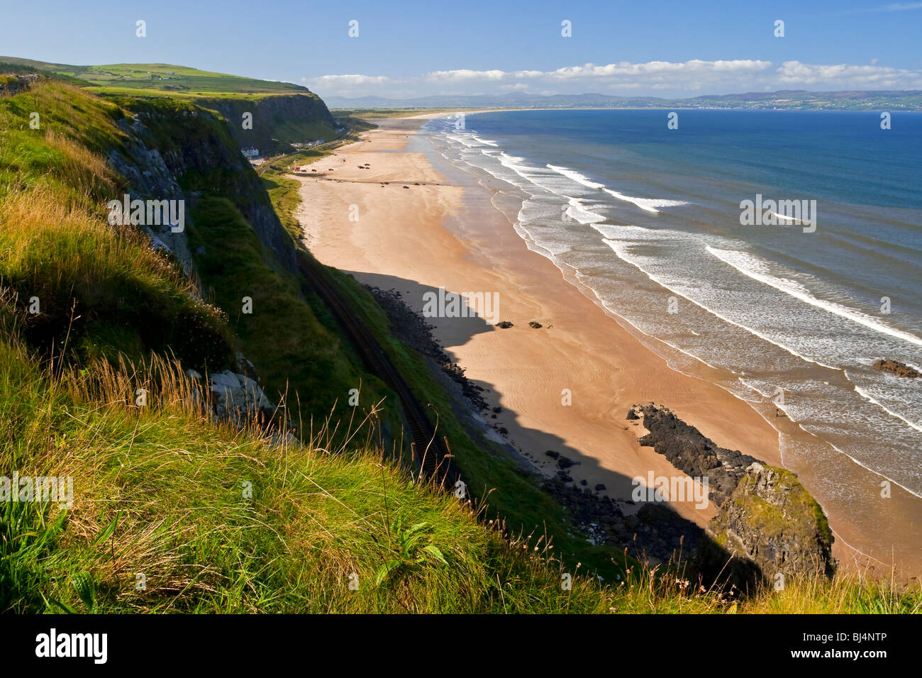 The beach at Downhill looking west towards the Irish Republic from the ...