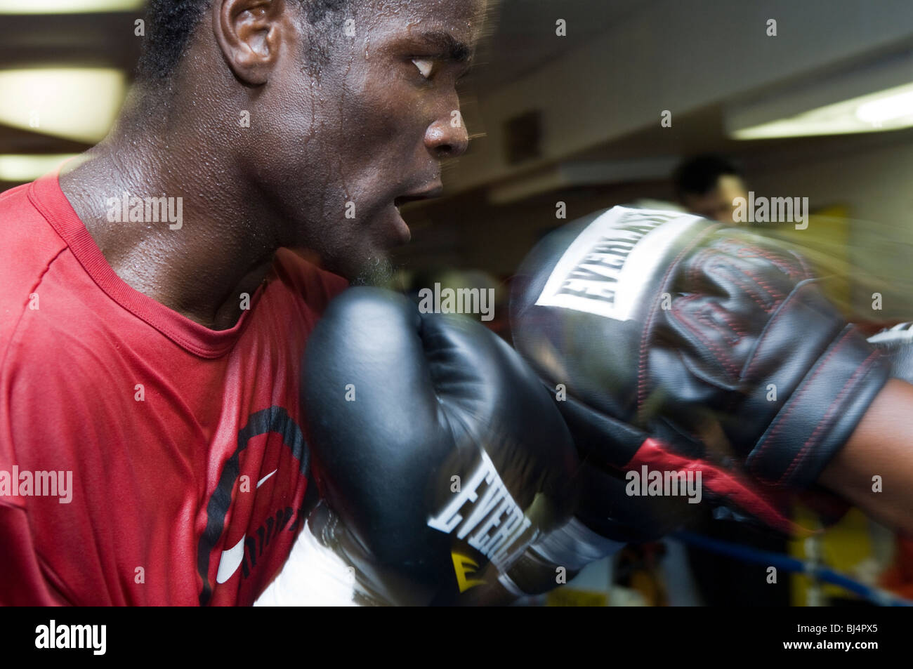 Professional welterweight boxer Joshua Clottey works out at Kingsway ...