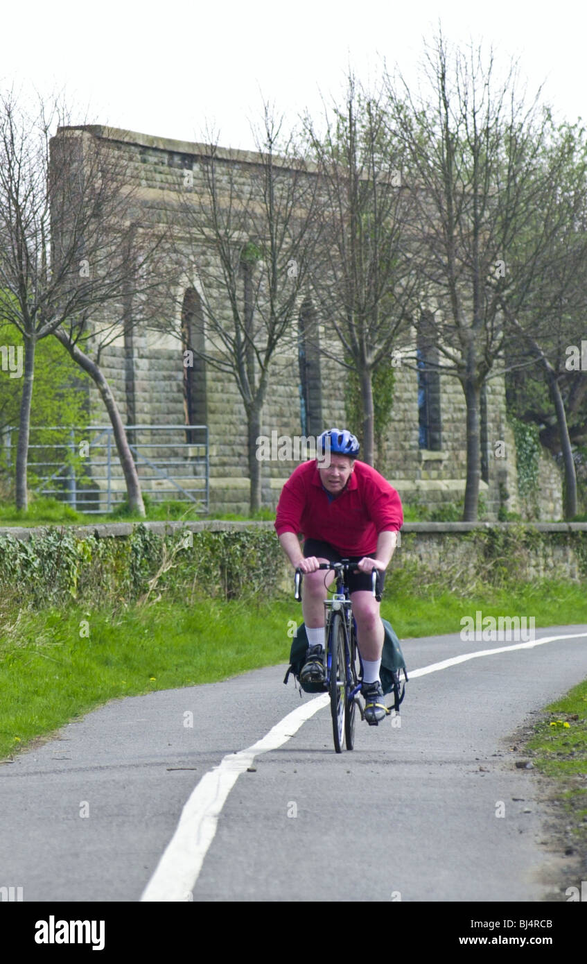 Cyclists on the Sustrans cycle path way at the former Mangotsfield ...