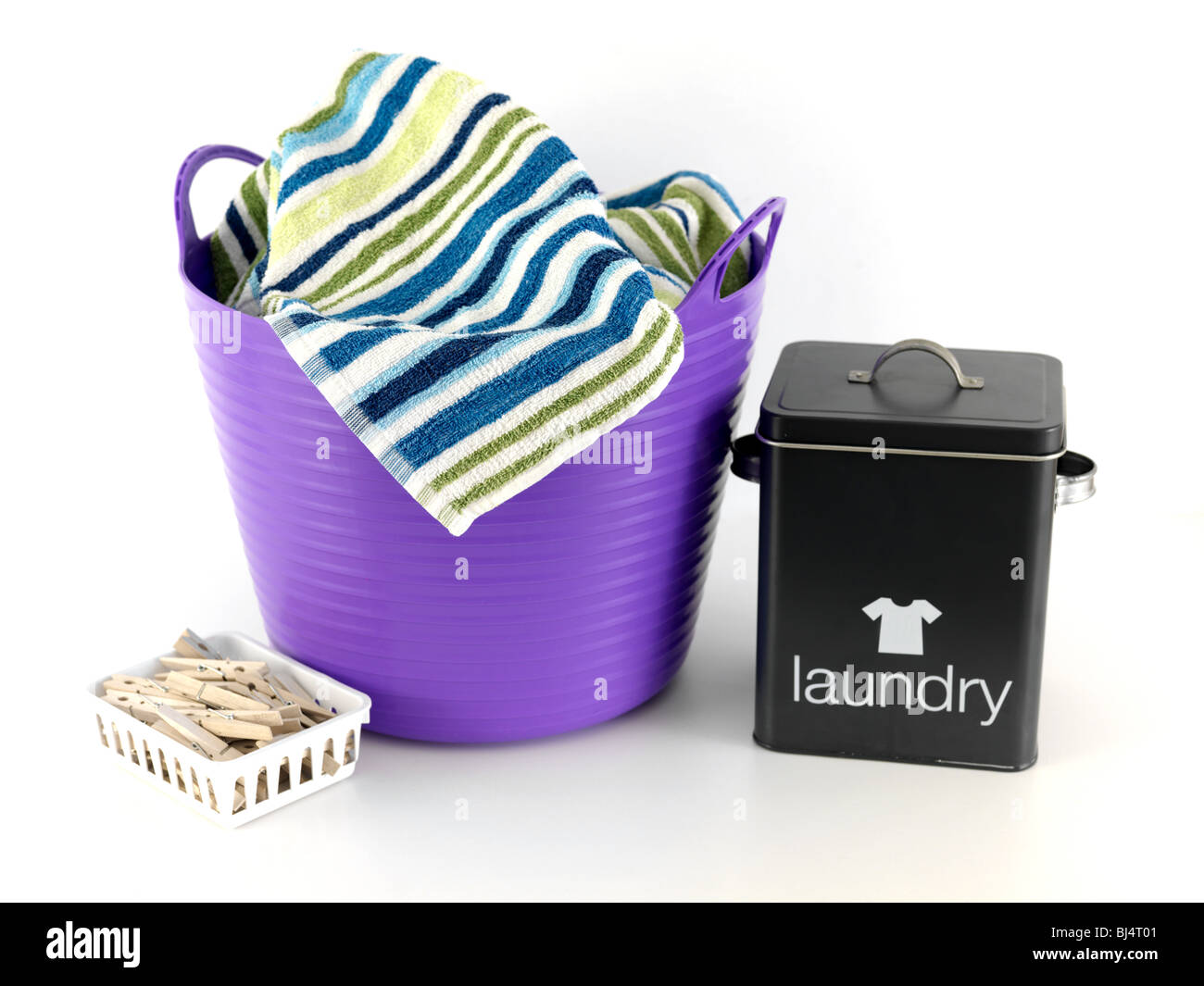 A laundry items isolated against a white background Stock Photo - Alamy