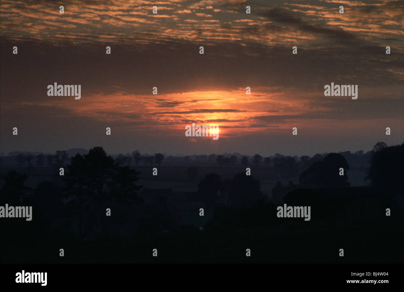 Sunset over farm land Berkshire England Stock Photo - Alamy