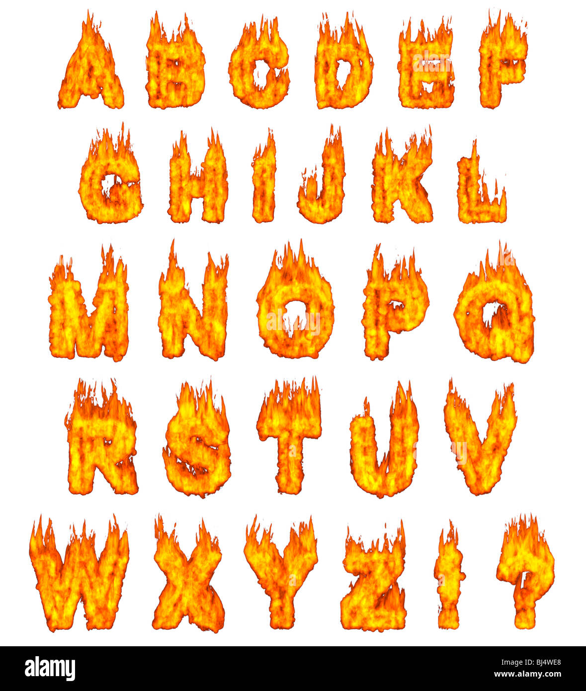 Burning alphabet letters illustration isolated on white background ...