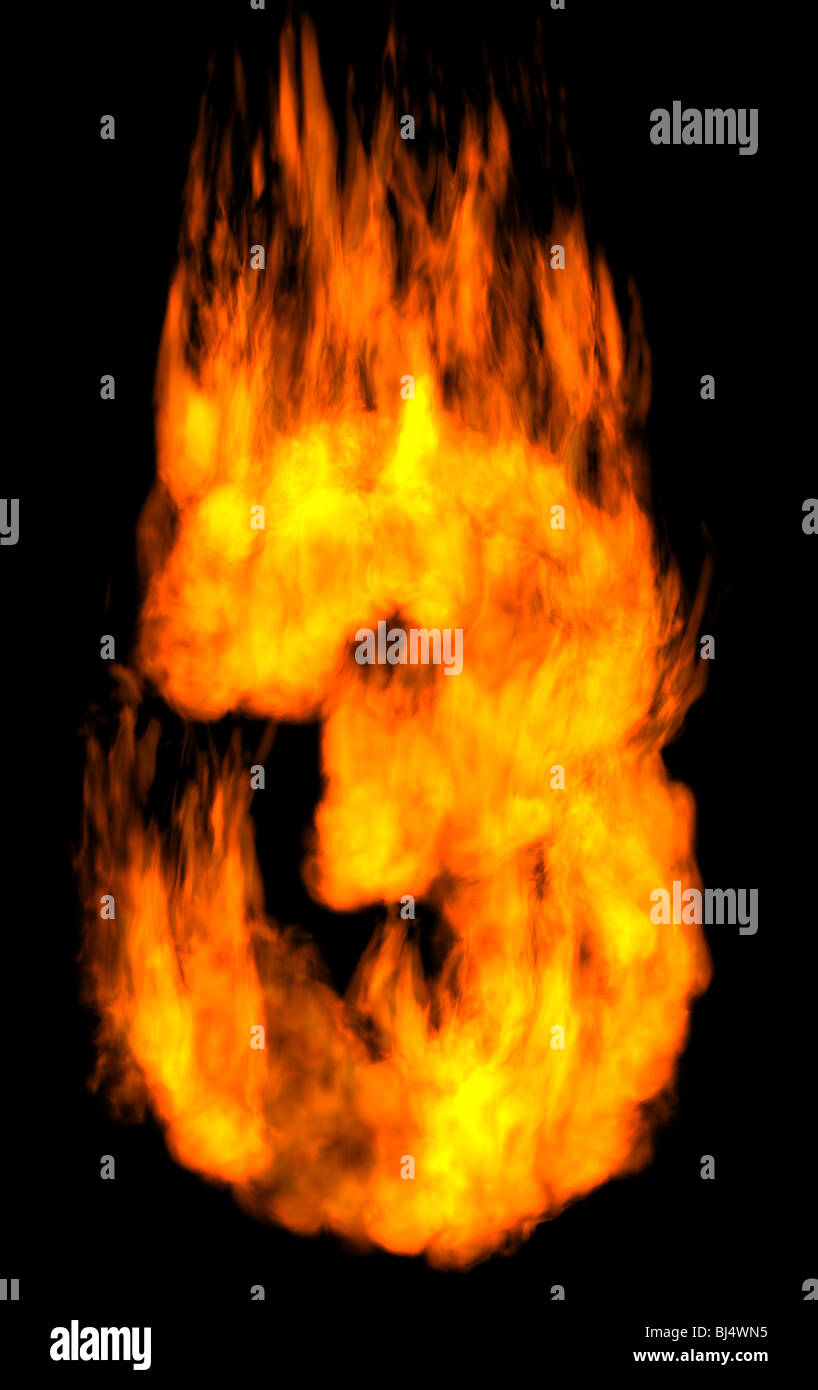 Fire alphabet number three isolated hi-res stock photography and images ...