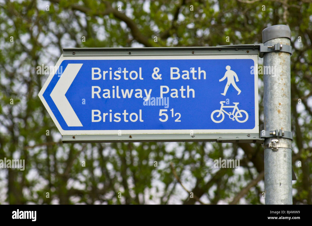 Sustrans cycle path way sign post at the former Mangotsfield Railway ...