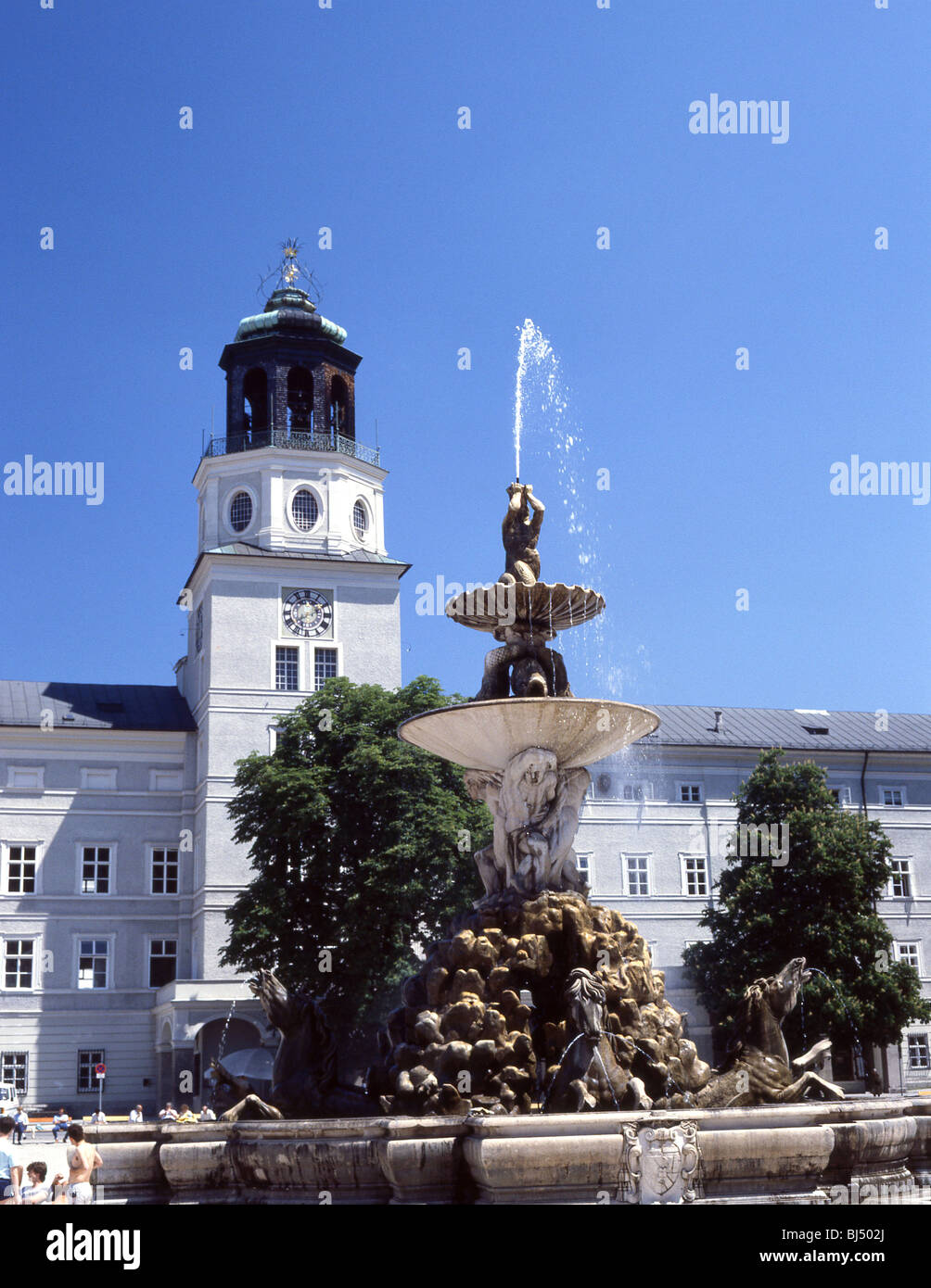 Residenz Fountain and Corillion, Domplatz, Salzburg, Salzburg State ...