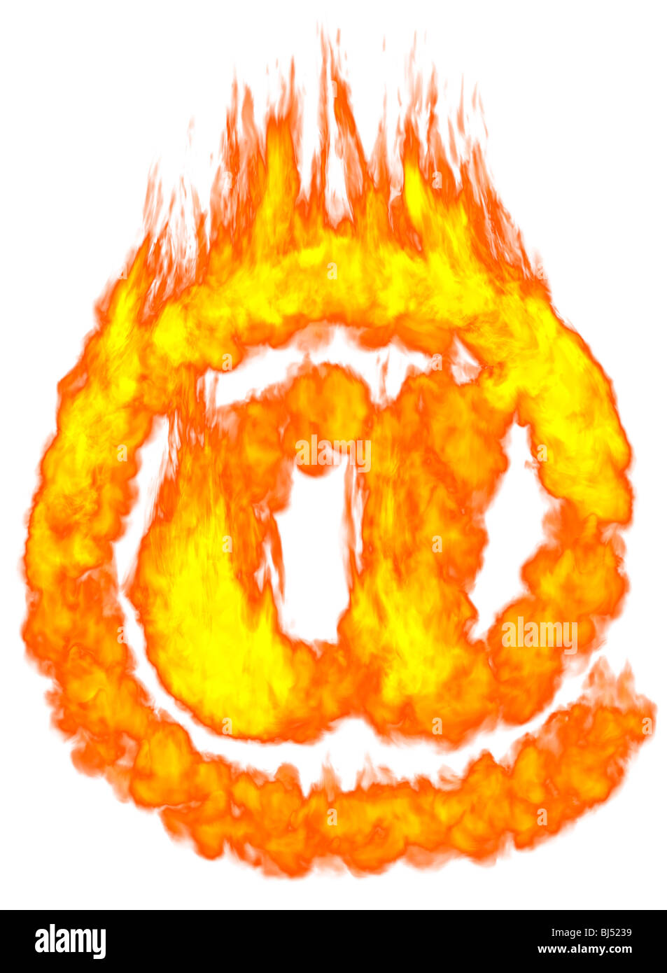 Burning e-mail symbol AT. Isolated on white background Stock Photo - Alamy